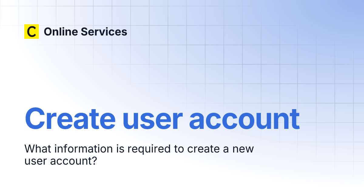 Create user account | Online Services